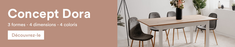 Table avec allonge 140/180 DORA Imitation chêne /blanc - Table BUT