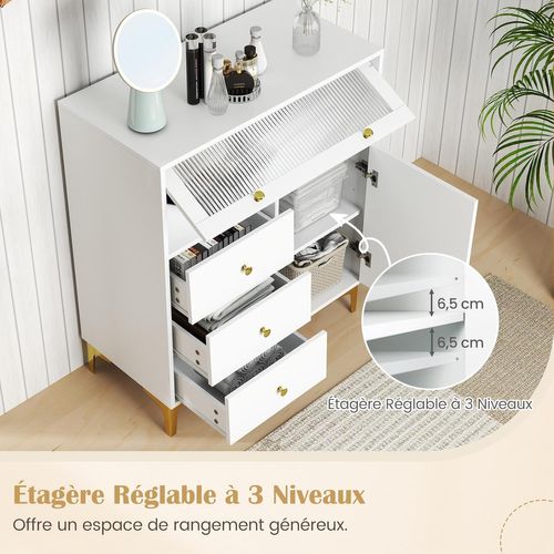 Commode De Rangement, Buffet De Salon Avec Placard, Porte En Verre ...