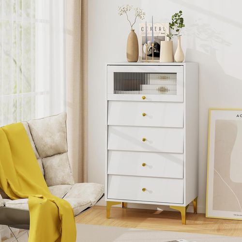 Commode Chambre, Armoire Cuisine Avec Porte En Verre Strié Basculante ...