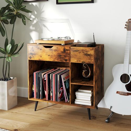 Meuble Tourne-disque Vinyle Avec Prise, Armoire Commode Vinyle Avec ...