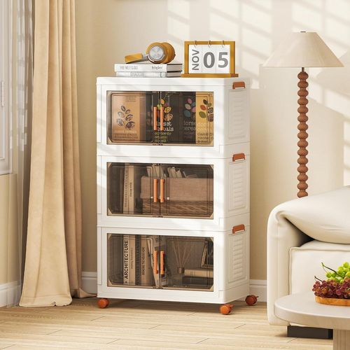 Boite Rangement Plastique 156 L, Caisses Rangement Pliables à Roulette ...