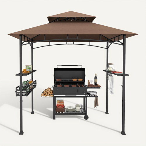 Tonnelle De Barbecue 242 X 153 Cm Avec 2 Etagères Latérales, Abri Cadre ...