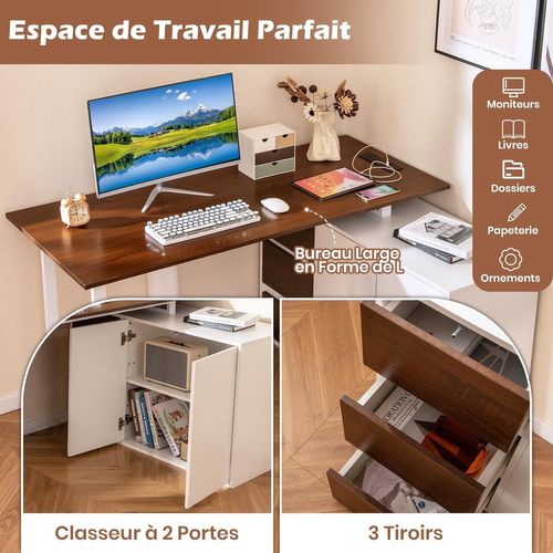Bureau En Forme De L, Station De Travail Informatique Pour Bureau à ...