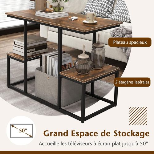 Table Console 3 Étagères, Pour Salon, Chambre,108 X 40 X 65 Cm - Table ...