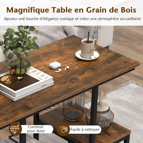 Table Console 3 Étagères, Pour Salon, Chambre,108 X 40 X 65 Cm - Table ...