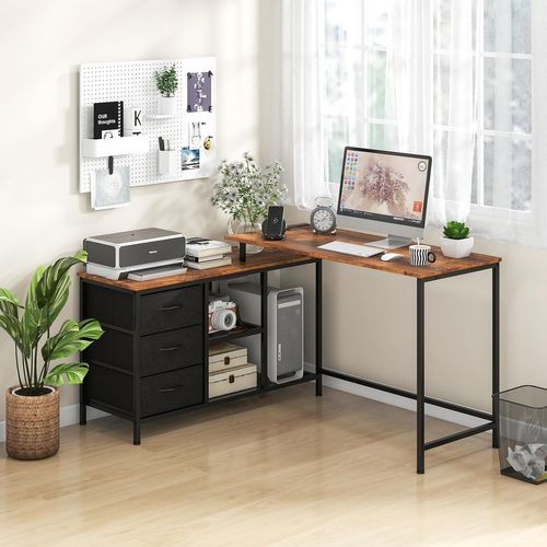 Bureau D'ordinateur En Forme De L140 Cm,bureau D'angle Convertible Avec ...