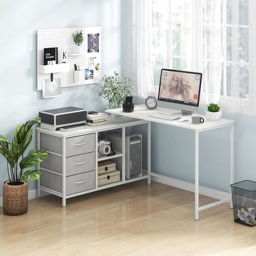 Bureau D'ordinateur En Forme De L 140 Cm, Bureau D'angle Convertible ...