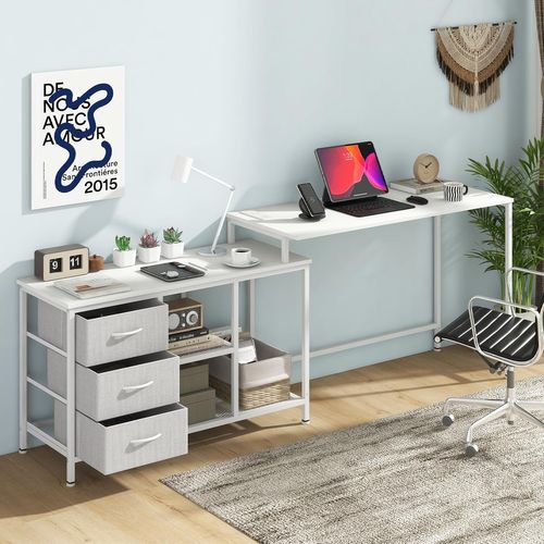 Bureau D'ordinateur En Forme De L 140 Cm, Bureau D'angle Convertible ...