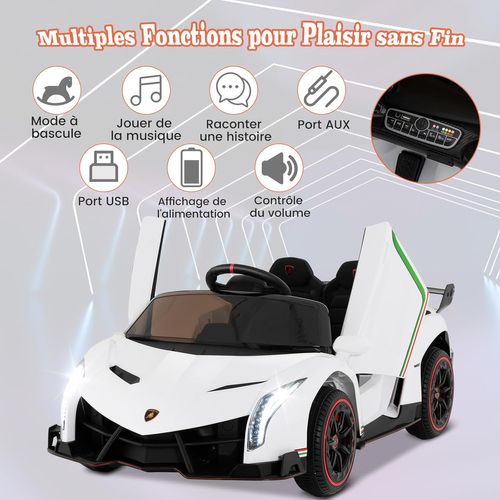 12v Lamborghini Voiture Electrique Enfants Avec Télécommande 2,4g, Charge 30kg Pour 3-8 Ans ...