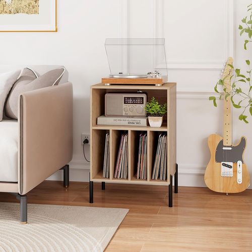 Meuble Tourne-disque Vinyle Avec Prise, Support Platine Vinyle Pour 150 ...