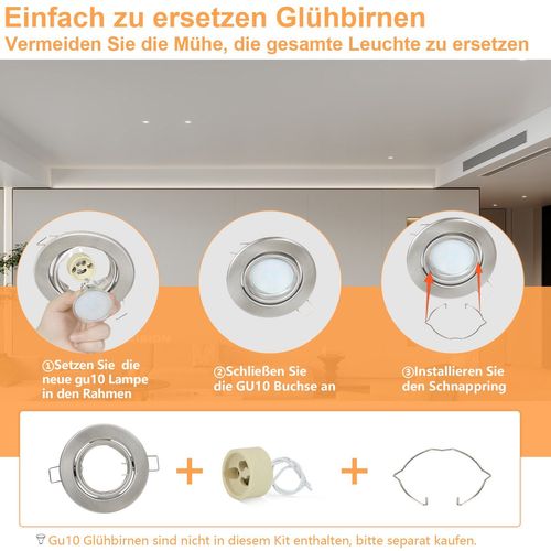 Kit 12 Spots Recessed Gu10 Sockets 230 V 50 Mm Light Frame Recessed ...