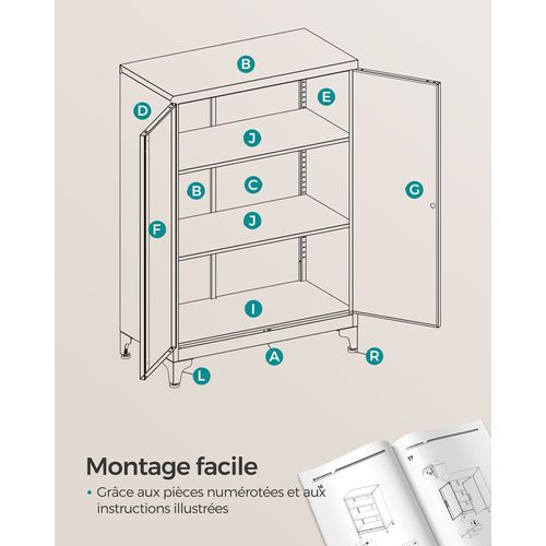 Caisson De Bureau, 2 Portes, Verrouillable, En Acier, Noir D'encre ...