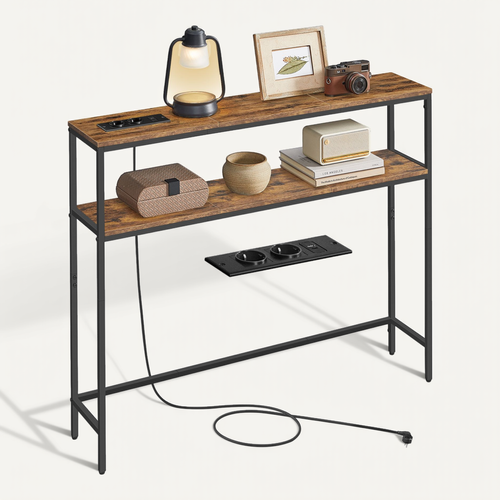 Table Console Avec Prise, Bout De Canapé étroit Avec 2 étagères, 20 X ...