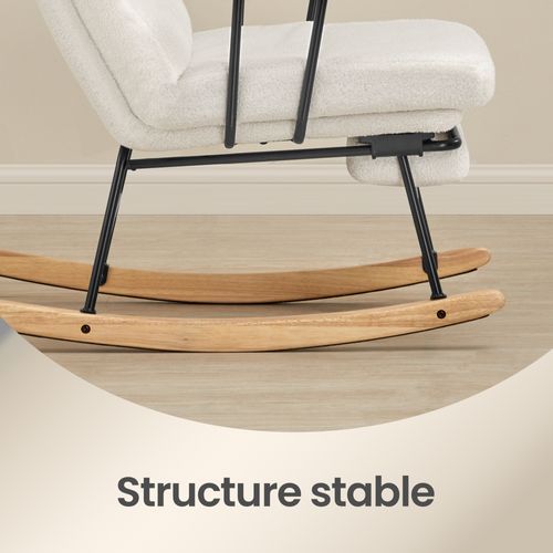 Fauteuil à Bascule Avec Pieds En Bois D’hévéa Et Assise En Tissu Doux ...