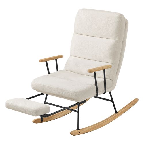 Fauteuil à Bascule Avec Pieds En Bois D’hévéa Et Assise En Tissu Doux ...