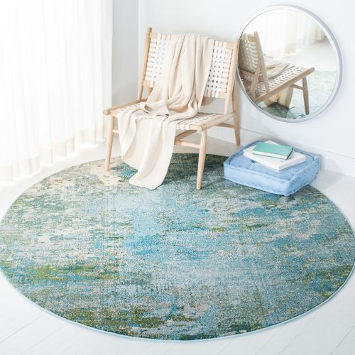 Tapis Madison 122 X 122 Cm Contemporary Seren Vert / Bleu - Tapis salon ...