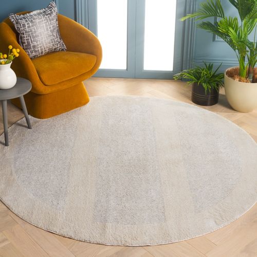 Tapis Rond Lindsay Shag 122 X 122 Cm Moderne Brezlyn Ivoire / Gris ...