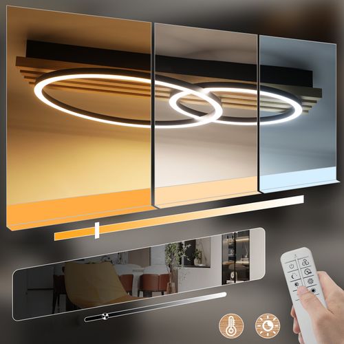 Plafonnier LED En Bois Dimmable 55 Cm 36w Design Géométrique plafonnier ...