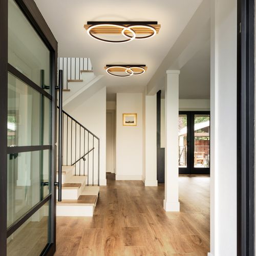 Plafonnier LED En Bois Dimmable 55 Cm 36w Design Géométrique plafonnier ...