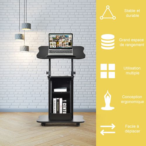 Table Pour Ordinateur à Roulettes, Table De Projection Inclinable ...