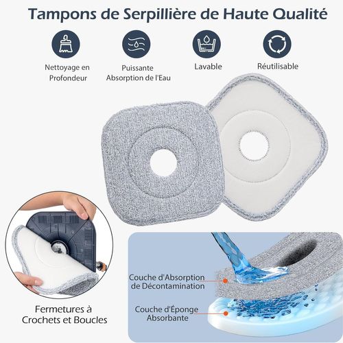 Lot De 6 Serpillières Microfibre Réutilisables,lingettes Amovibles ...