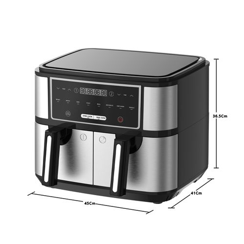 Friteuse Sans Huile 10l à Double Tiroir, Air Fryer, 8 Programmes, Match Cook et Smart, 2600w ...