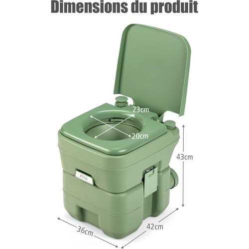 Wc Chimique Portable Toilette Seche - 20l En Hdpe Camping,caravane Et ...