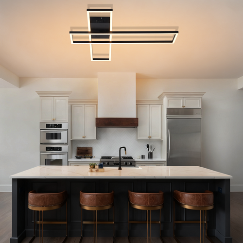 Plafonnier LED Métal 42w 60cm Plafonnier Salon Moderne Dimmable Avec ...