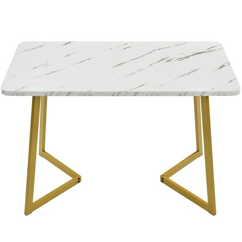 Table Repas Rectangle Marbre Pieds En Métal - Table BUT