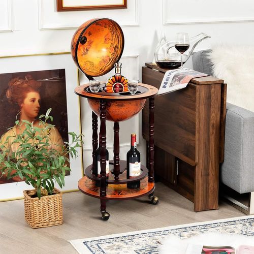 Bar Globe Terrestre Vintage Mappemonde En Bois D'eucalyptus Porte ...