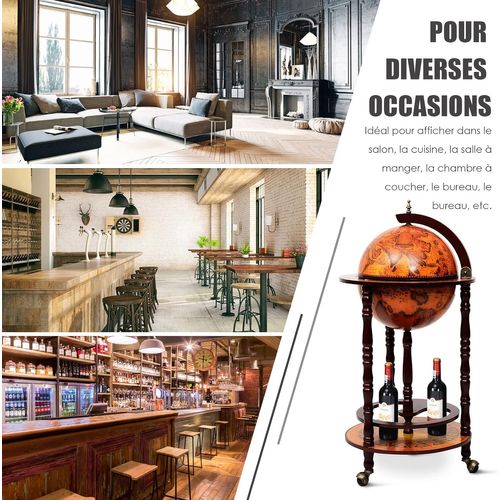 Bar Globe Terrestre Vintage Mappemonde En Bois D'eucalyptus Porte ...