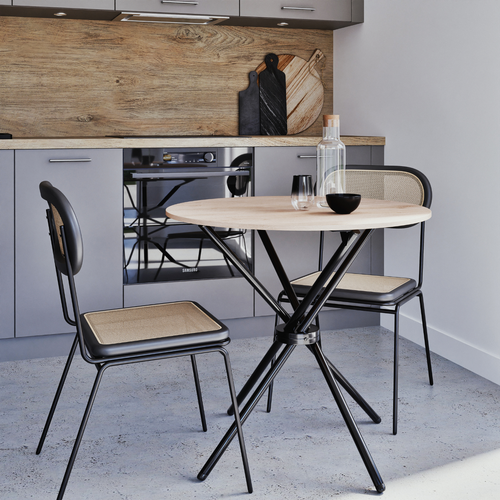 Table Ronde Jardin/terrasse, Plateau Effet Bois, Pieds Métal Noir ...