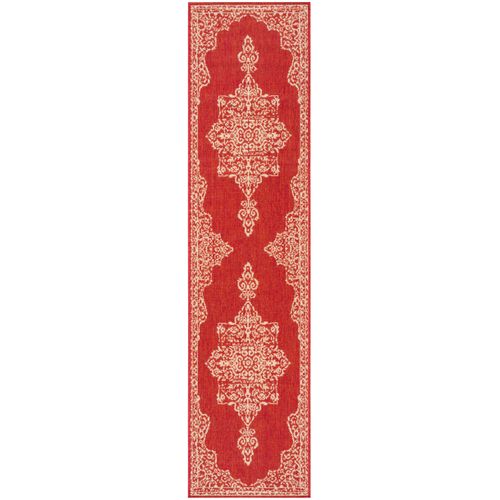 Tapis Maison De Plage 61 X 244 Cm Medaillon Tropea Rouge - Tapis d ...