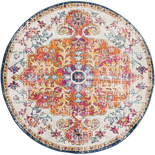 Tapis Rond Vintage Oriental Multicolore/orange Ø 120 - Tapis salon et ...