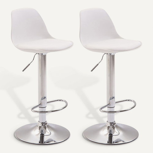Lot De 2 Tabourets De Bar Moderne Et Confortable Assise En Pvc Blanc ...