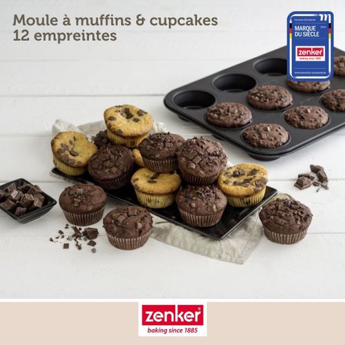 Ensemble De 2 Moules à Muffins 12 Empreintes 38 X 26 Cm Black Metallic ...