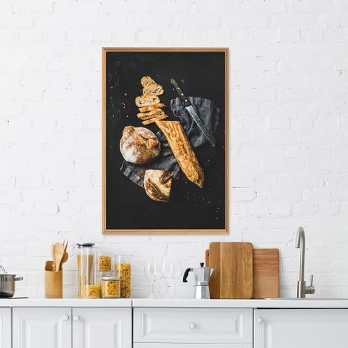 Tableau Mural Encadré Pain 65x97 Cm Naturel Noir - Tableau - Toile BUT