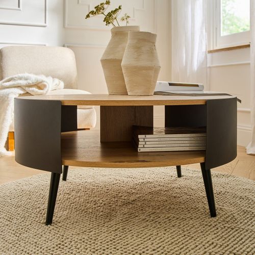 Table Basse Ronde 2 Niveaux Flancs Métal Noir - Table basse BUT