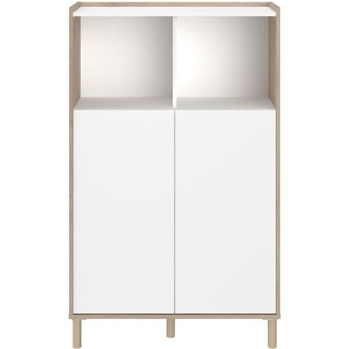 Bahut Haut - Morphos - Décor Blanc / Chene - 2 Portes - - Buffet BUT