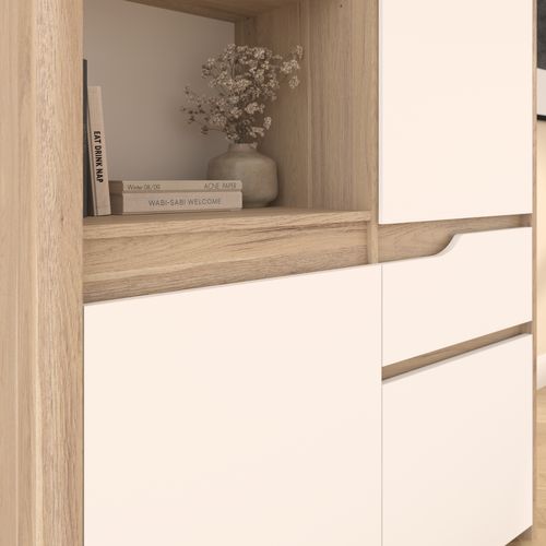 Betty Buffet Haut 3 Portes 1 Tiroir Blanc Et Chêne - Parisot - Buffet BUT