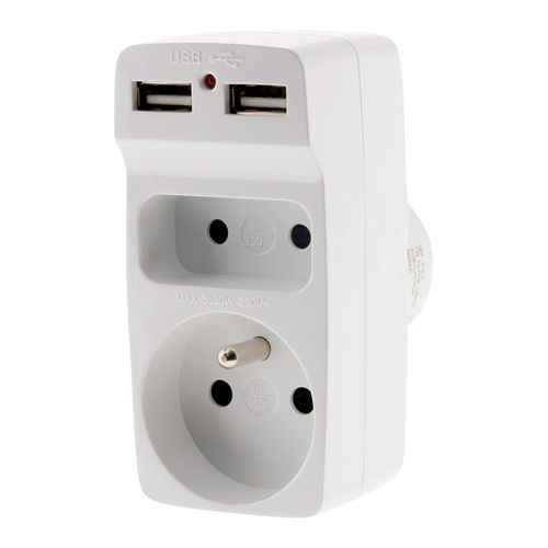 Multiprise Biplite 2p 6a + 2p+t 16a + Chargeur USB - Zenitech ...
