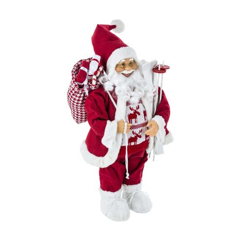 Père Noël Traditionnel En Habit Rouge Et Fourrure Blanche H 60 Cm ...