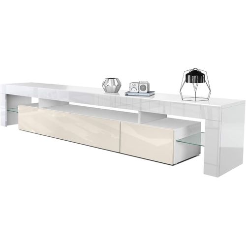 Meuble TV Blanc Et Crème (hxlxp) : 38 X 189 X 35 Cm - Meuble TV BUT
