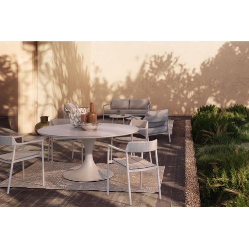 Table De Jardin Ronde En Pierre Et Métal D158 8 Places - Paloma - Table ...