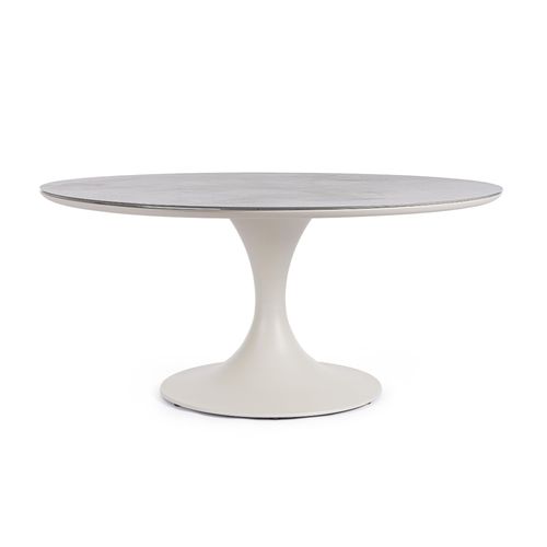 Table De Jardin Ronde En Pierre Et Métal D158 8 Places - Paloma - Table ...