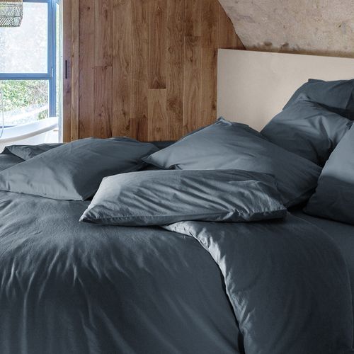 Drap Plat 240x290 Cm Pur Coton Lavé Palace Noir Granit - Drap plat BUT