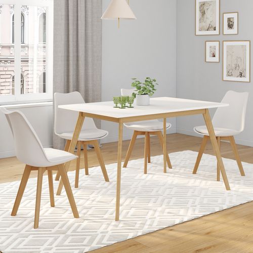 Table Scandinave Extensible Rectangle Inga 4-8 Personnes Blanche 120 ...