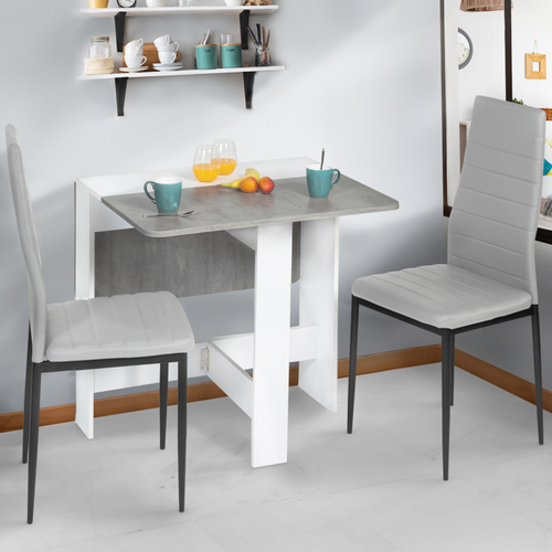 Table Console Pliable Edi 2-4 Personnes Blanche Plateau Effet Béton 103 ...