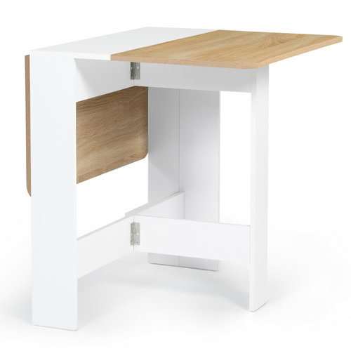 Table Console Pliable Edi 2-4 Personnes Bois Blanc Plateau Façon Hêtre ...