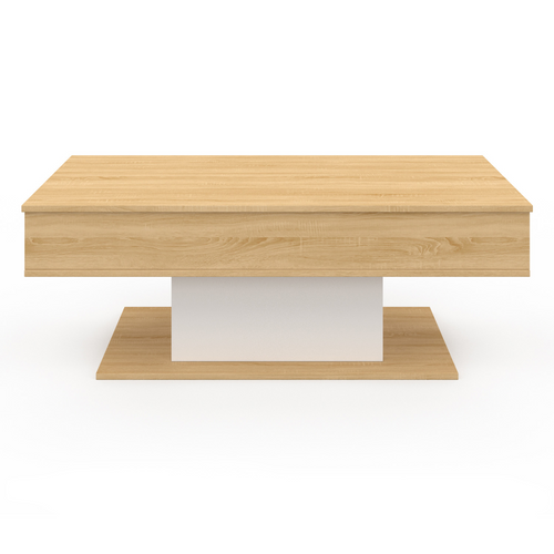 Table Basse Plateau Relevable Rectangulaire Eden Bois Et Blanc - Table ...